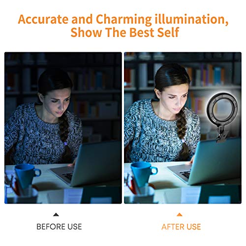 Video Conference Lighting Kit, Ring Light Clip on Laptop Monitor with 5 Dimmable Color & 5 Brightness Level for Webcam Lighting/Zoom Lighting/Remote Working/Self Broadcasting and Live Streaming, etc.