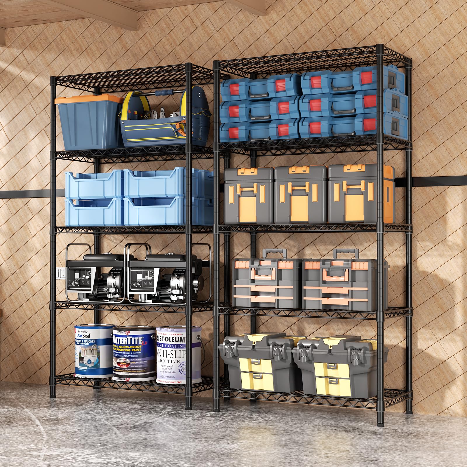 SINGAYE 5 Tier Adjustable Heavy Duty Storage Shelving Unit 1750LBS Shelves 18"D x 36"W x 71"H Black Industrial Garage Organizers