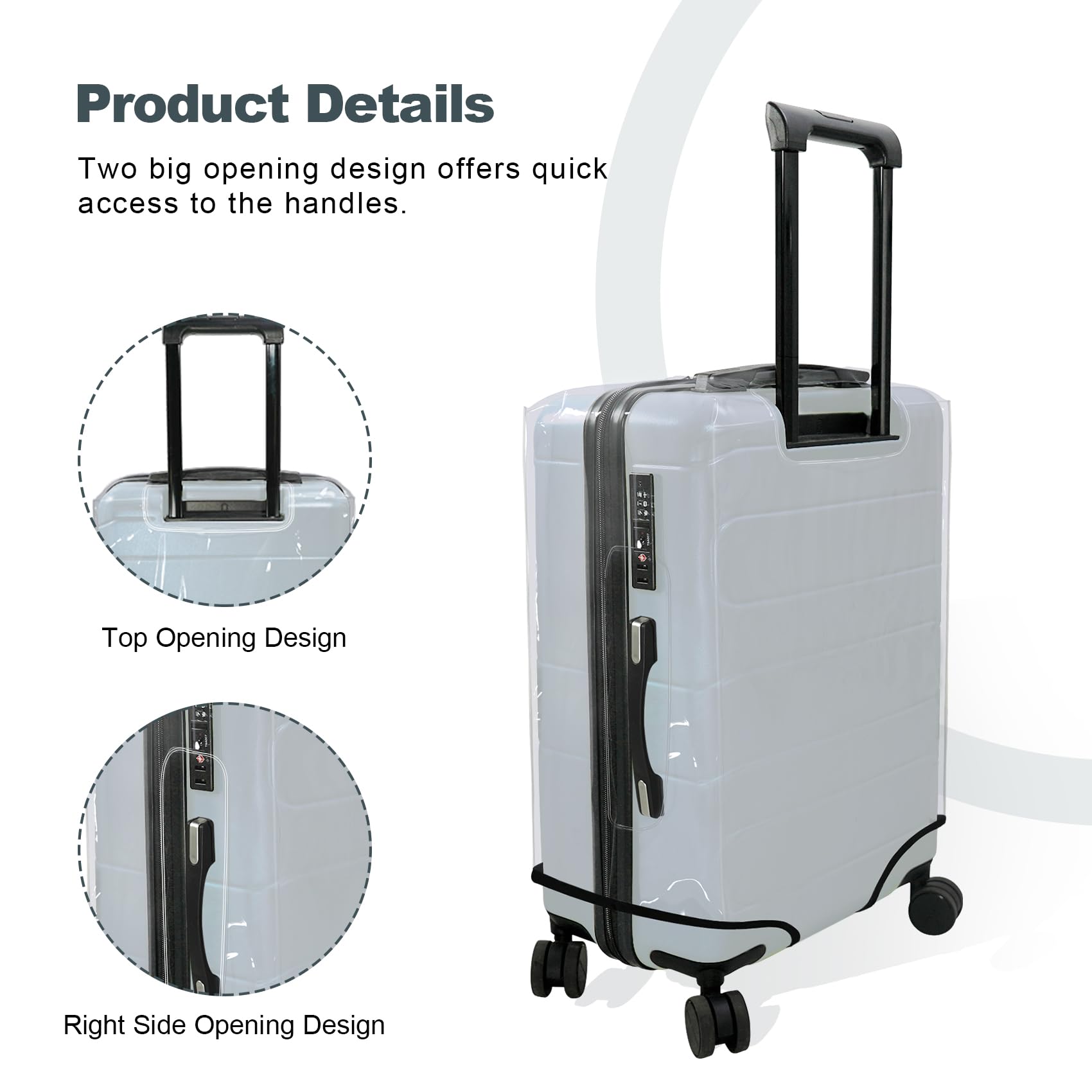 HYPER VENTURE Clear PVC Luggage Cover Full Transparent Suitcase Protector Fits 24 Inch Luggage, M