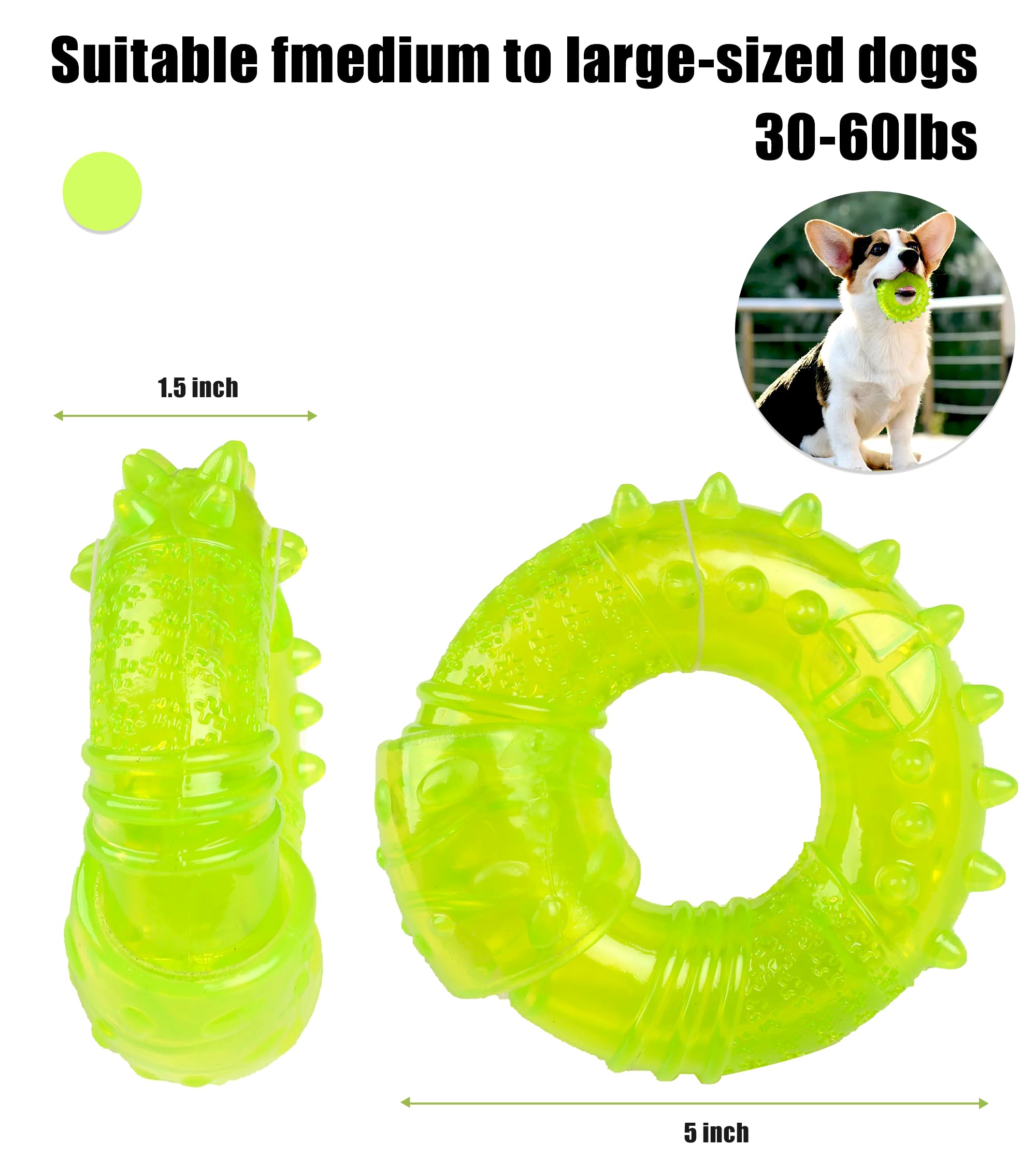 Treat Dispensing Toy for Dogs, Interactive Dog Chew Toy for Aggressive Chewers, Teething Rings for Medium to Large Breeds, Puzzle Enrichment, Relieve Boredom and Stimulate Play, Large Size (L)