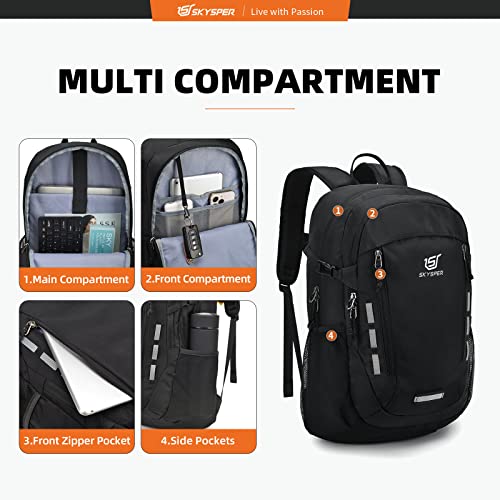 SKYSPER Laptop Backpack 30L Travel Backpack for Women Men Work Business Backpack Bookbag Fits up to 17 Inch Laptop(Black)