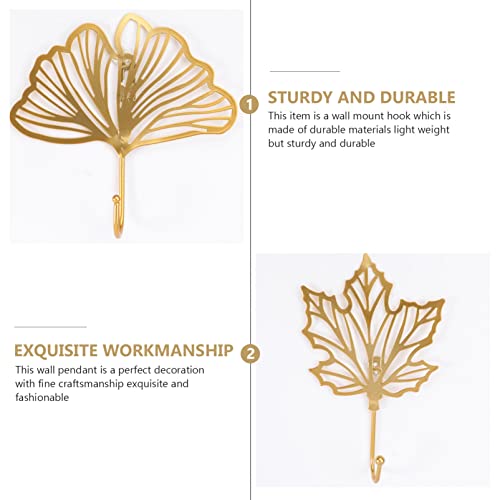 Cabilock 2pcs Gold Leaf Hooks Entryway Door Hooks Ginkgo Leaf Maple Leaf Hanging Hooks Decorative Wall Hook Hanger for Clothes Coat Hat Scarf