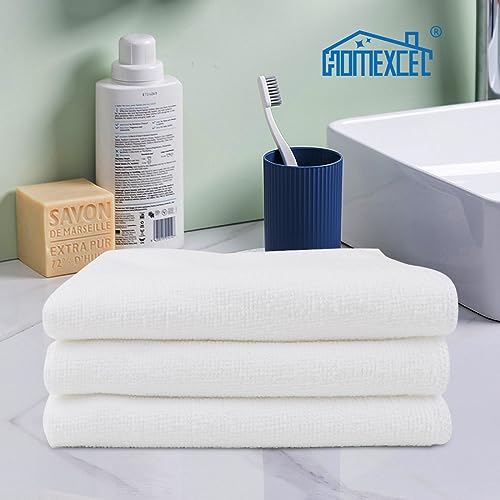 HOMEXCEL White Hand Towels for Bathroom 12 Pack, Highly Absorbent Microfiber Hand Towel, Multipurpose Gym Towels Camping Towels Spa Towels Hotel Towels, Soft and Quick Drying Hand Towel 15 x 25 inches