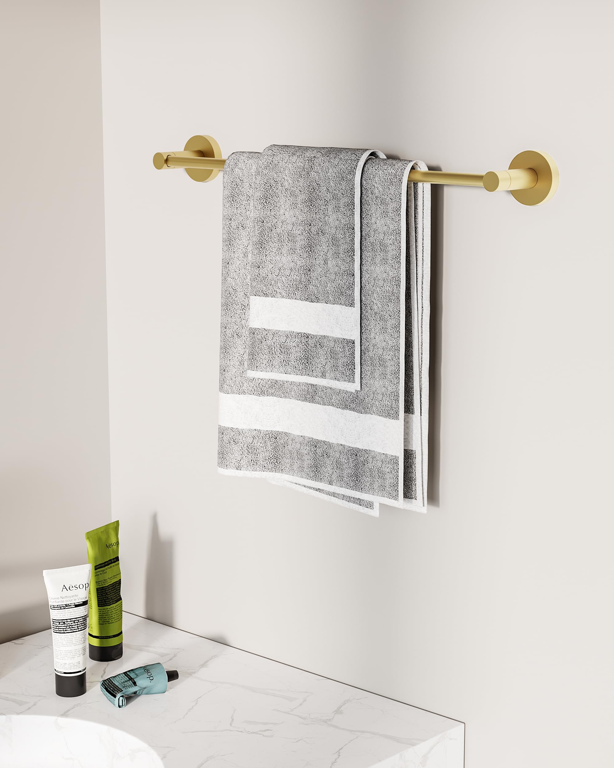 Fixsen 18-inch Gold Single Towel Bar Towel Rack Hand Towel Holder Stainless Steel and Zinc Alloy 1pc for Kitchen and Bathroom Wall Mount Heavy Duty Storage