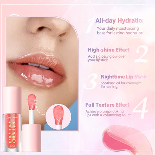 LANGMANNI Moisturizing Lip Oil,No-Sticky Lip Gloss Lip Balm Lip Care,Fruit Flavoured Lip Oil For Dry Lip's Moisturizing Hydrating And Nourishing ((Chocolate+Coco))
