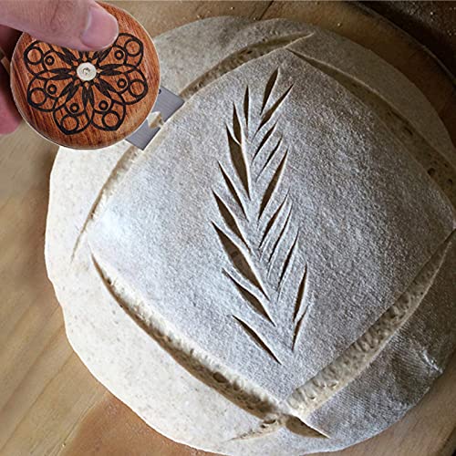 UFO Bread Lame Cutter for Homemade Sourdough Bread Bakers, Slashing Tool Cutting Bread Scoring Knife Razor Cutter, Great Gift for Artisan Bread and Baguette Makers(PU leather case, Bright Red)