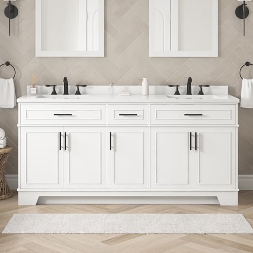 Ove Decors Emery 72 in. Double Sink Bathroom Vanity, in Pure White