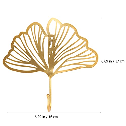 Cabilock 2pcs Gold Leaf Hooks Entryway Door Hooks Ginkgo Leaf Maple Leaf Hanging Hooks Decorative Wall Hook Hanger for Clothes Coat Hat Scarf