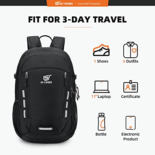 SKYSPER Laptop Backpack 30L Travel Backpack for Women Men Work Business Backpack Bookbag Fits up to 17 Inch Laptop(Black)