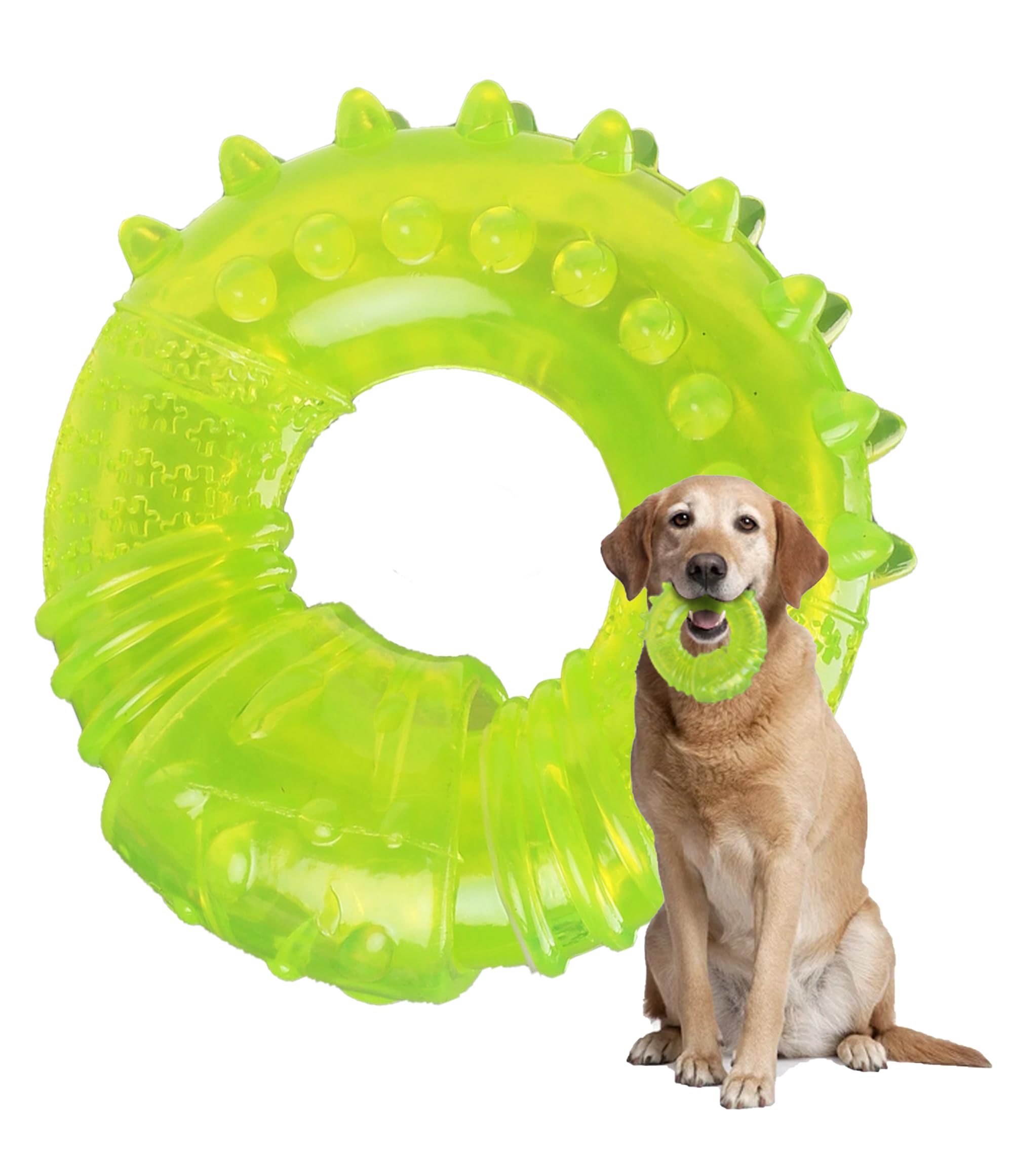 Treat Dispensing Toy for Dogs, Interactive Dog Chew Toy for Aggressive Chewers, Teething Rings for Medium to Large Breeds, Puzzle Enrichment, Relieve Boredom and Stimulate Play, Large Size (L)