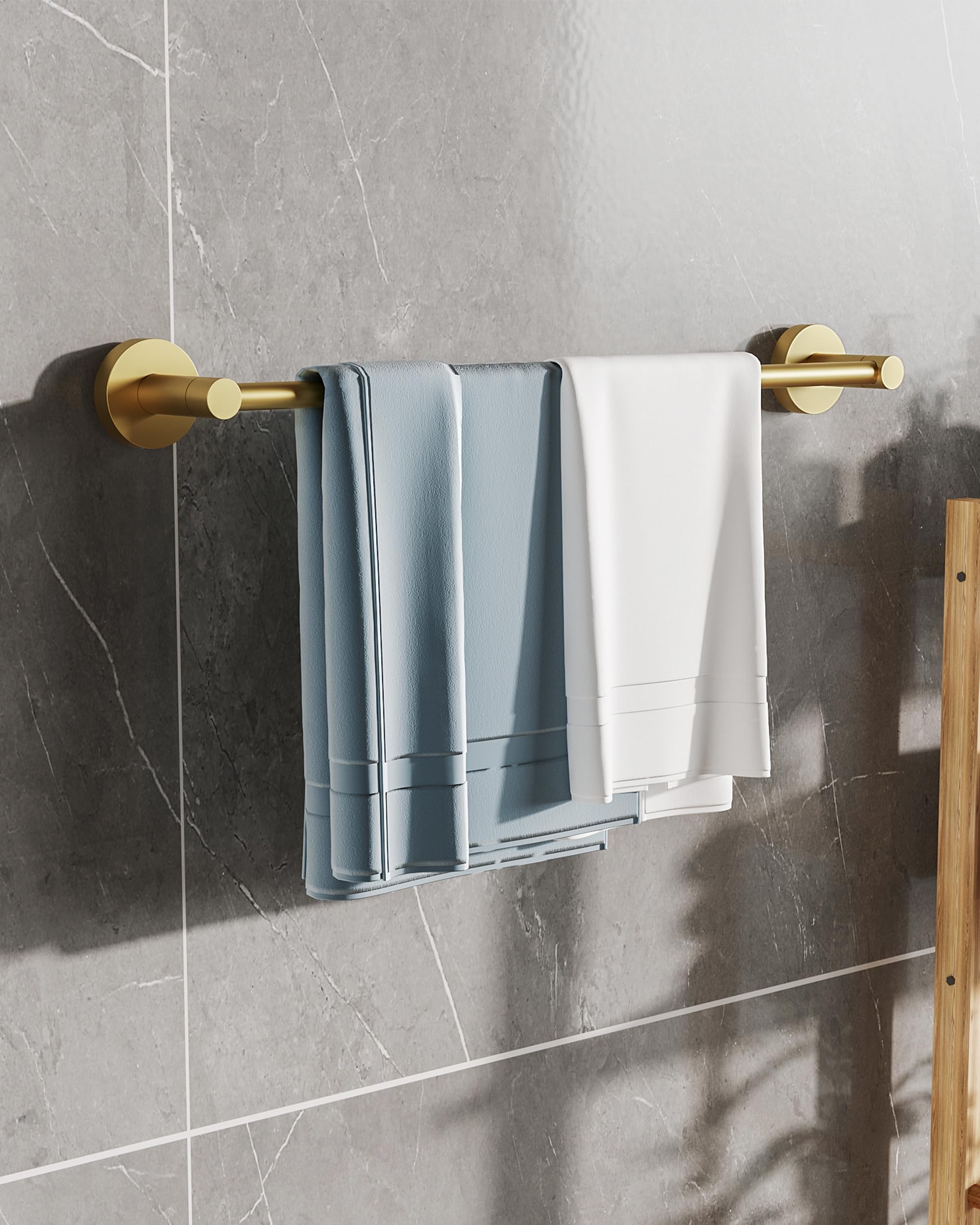 Fixsen 18-inch Gold Single Towel Bar Towel Rack Hand Towel Holder Stainless Steel and Zinc Alloy 1pc for Kitchen and Bathroom Wall Mount Heavy Duty Storage