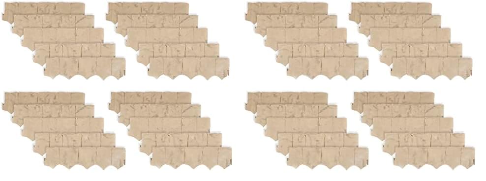 Suncast Flagstone No Dig Border Edging for Garden, Lawn, or Landscaping, Light Tan Marble (Set of 5) (Pack of 2)