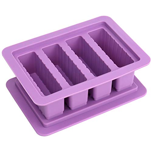 Butter Mold Tray Silicone Butter Tray with Lid Making Butter Stick Soap Bar Energy Bar Muffin Brownie Purple 6 9 x 5 x 1 6 inch