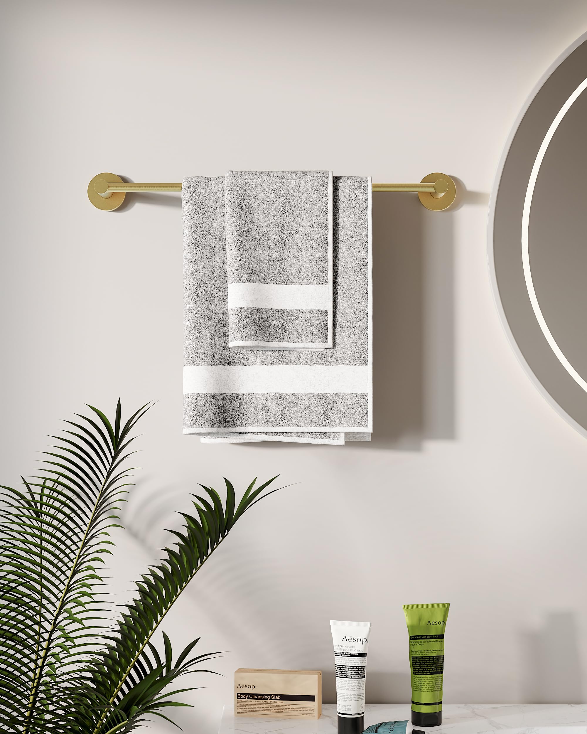 Fixsen 18-inch Gold Single Towel Bar Towel Rack Hand Towel Holder Stainless Steel and Zinc Alloy 1pc for Kitchen and Bathroom Wall Mount Heavy Duty Storage