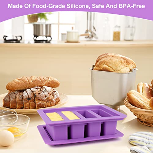 Butter Mold Tray Silicone Butter Tray with Lid Making Butter Stick Soap Bar Energy Bar Muffin Brownie Purple  6 9 x 5 x 1 6 inch