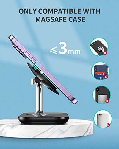 MAKAQI 3 in 1 Mag-Safe Charging Station, Wireless Charger Stand Compatible with Magsafe Charger iPhone 14/13/12, Fast Charging Stand for AirPods Pro 2nd/3/2, Apple Watch Ultra SE 2nd/8/7