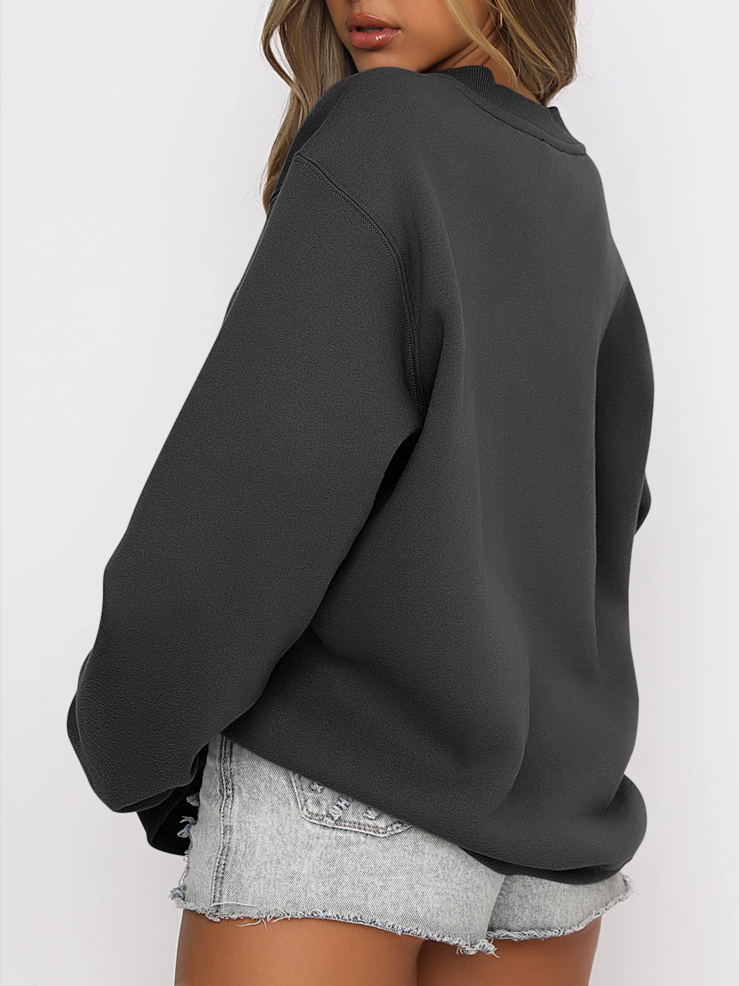 ANRABESS Women's Sweatshirts Hoodies Crewneck Oversized Fleece Pullover Sweaters Cute Top Y2K Teen Girls Preppy Clothes 2024 Black Medium