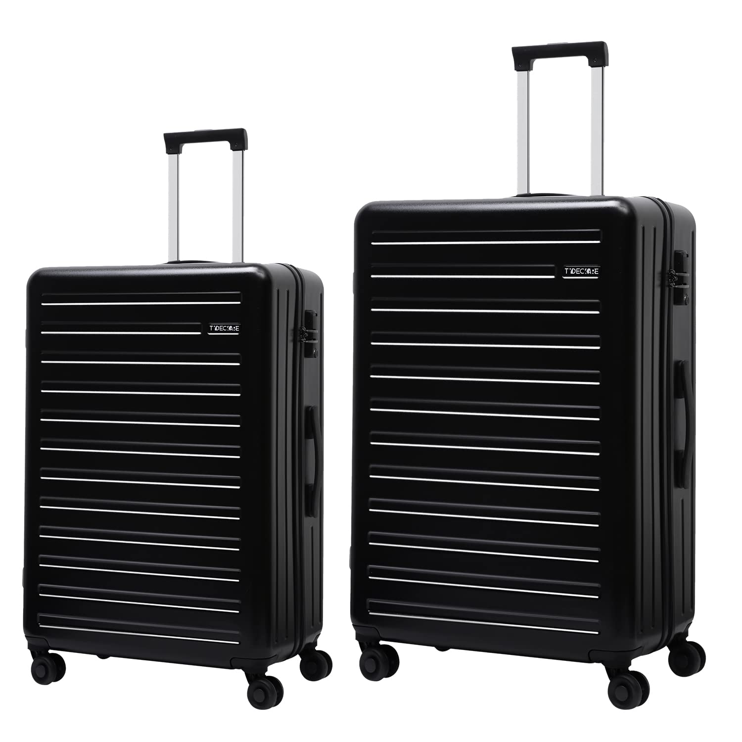 TydeCkare 2-Piece 20/24 Inch Luggage Set without Front Pocket, ABS+PC Lightweight Hardshell Suitcase with TSA Lock & Spinner Silent Wheels, Black
