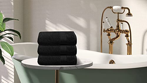 Monark Linen Bath Towel Black 24x48 Pack of 6 Bath Towel Set, Cotton Terry Towels for Bathroom, Quick Dry, Lightweight, Highly Absorbent, Soft Feel, Pool, Spa, Gym, Hand Towel for Daily Use