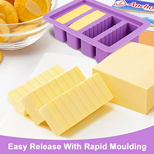 Butter Mold Tray Silicone Butter Tray with Lid Making Butter Stick Soap Bar Energy Bar Muffin Brownie Purple  6 9 x 5 x 1 6 inch