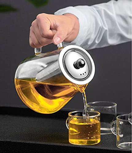 Mini Size Glass Teapot Tea Kettle-with Stainless Steel Removable Infuser for Blooming Tea & Loose Leaf Tea, Microwave & Stovetop Safe, 550ML/18oz (S-550)