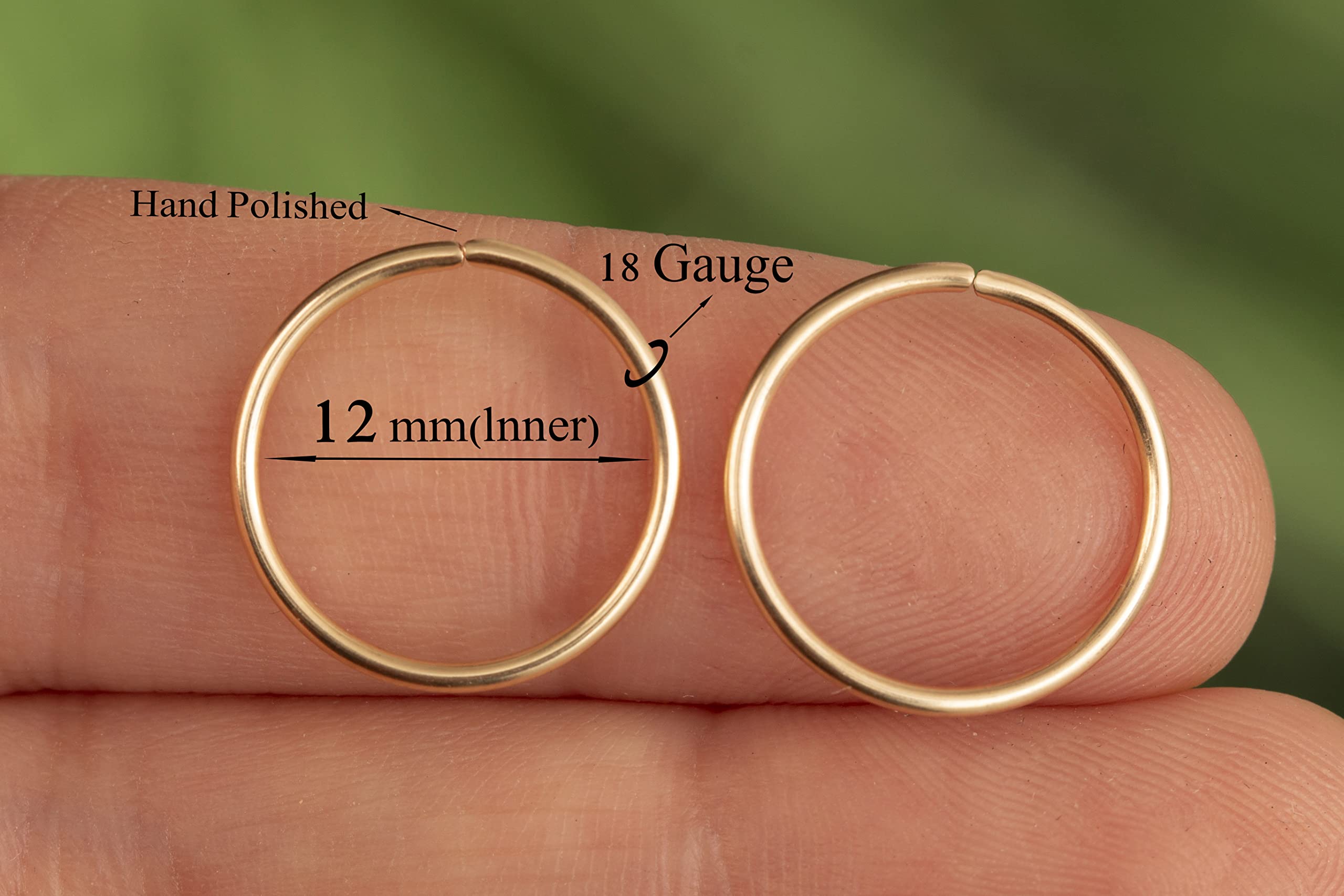 14k Gold Filled Conch Hoop Earrings for Women, 12mm 18 Gauge (Gold, 12mm 18 gauge / 1 pair)