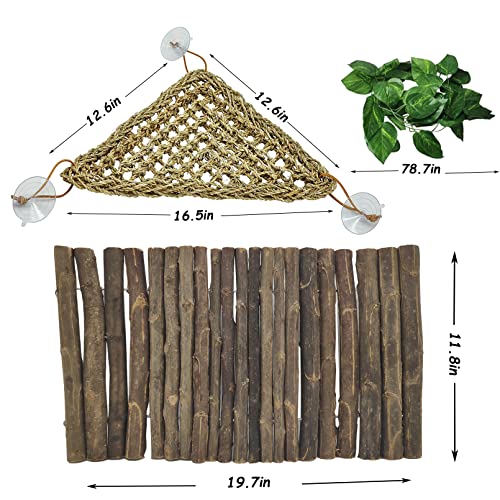 Hamiledyi Large Reptile Hideout Wood Bridge Ladder Hiding Hut Bearded Dragon Hammock Lizards Habitat Decor Climbing Accessories Tortoise Hide Cave Toy for Gecko Snake Chameleon Gecko Iguana