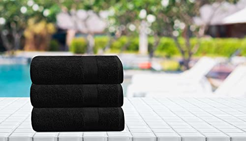 Monark Linen Bath Towel Black 24x48 Pack of 6 Bath Towel Set, Cotton Terry Towels for Bathroom, Quick Dry, Lightweight, Highly Absorbent, Soft Feel, Pool, Spa, Gym, Hand Towel for Daily Use