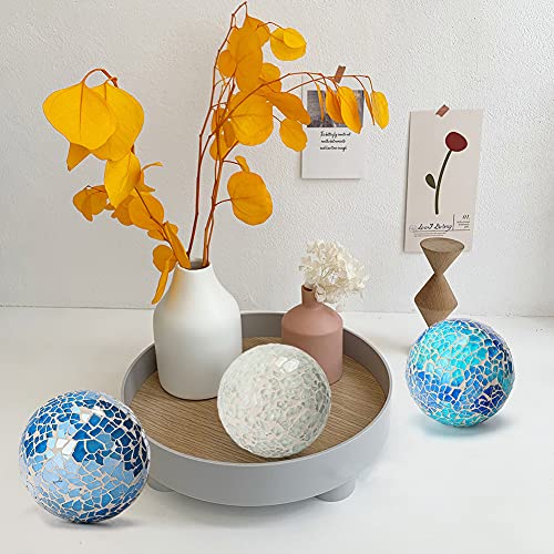 DomeStar Decorative Ball Set, 6PCS 2.4 Inches Mosaic Glass Orbs Centerpiece Balls Glass Balls