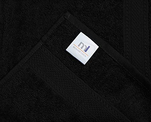 Monark Linen Bath Towel Black 24x48 Pack of 6 Bath Towel Set, Cotton Terry Towels for Bathroom, Quick Dry, Lightweight, Highly Absorbent, Soft Feel, Pool, Spa, Gym, Hand Towel for Daily Use