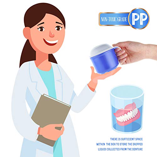 Large Denture Baths Cup, False Teeth Bath Cup with Strainer and Lid for Soaking Dentures or Storing Pacifier, Capacity 10.6 Oz