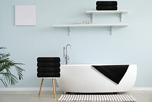 Monark Linen Bath Towel Black 24x48 Pack of 6 Bath Towel Set, Cotton Terry Towels for Bathroom, Quick Dry, Lightweight, Highly Absorbent, Soft Feel, Pool, Spa, Gym, Hand Towel for Daily Use