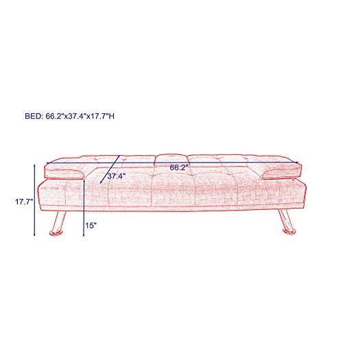 LTT Futon Sofa Bed, Futon Couch, Sleeper Dark Grey Fabric Folding Sofa Bed Dual-Purpose Multi-Functional