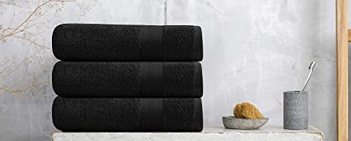 Monark Linen Bath Towel Black 24x48 Pack of 6 Bath Towel Set, Cotton Terry Towels for Bathroom, Quick Dry, Lightweight, Highly Absorbent, Soft Feel, Pool, Spa, Gym, Hand Towel for Daily Use
