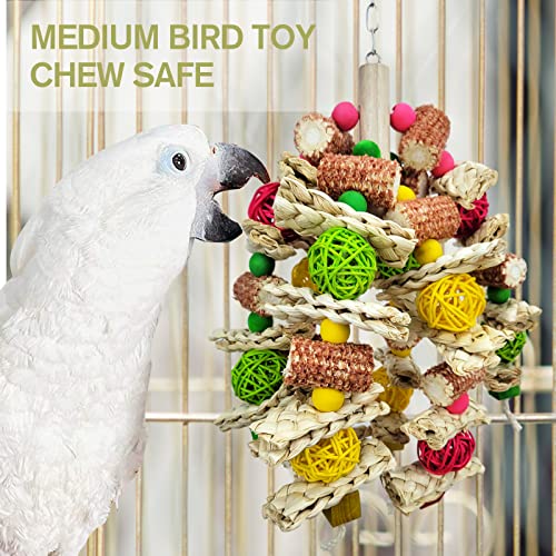 Cokliomc rf-x Parrot Toys, Natural Corn cob Bird chew Toys for Small and Medium-Sized Macaws, African Grey Parrots, Amazon Parrots, Medium-Sized Bird cage Toys