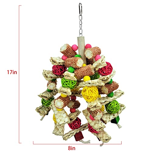 Cokliomc rf-x Parrot Toys, Natural Corn cob Bird chew Toys for Small and Medium-Sized Macaws, African Grey Parrots, Amazon Parrots, Medium-Sized Bird cage Toys