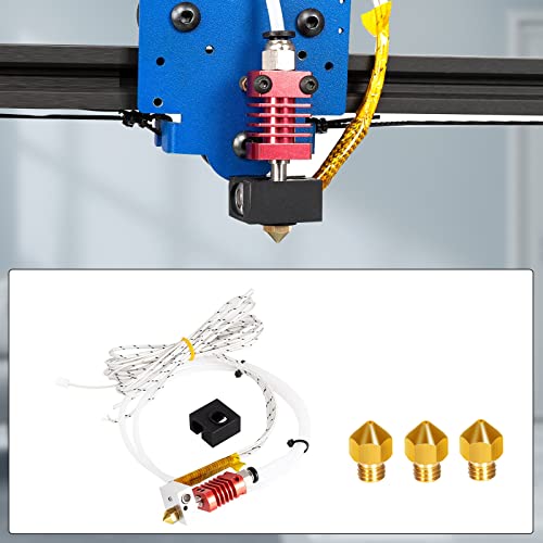 TRONXY MK10 Extruder Hot End Kit, 3D Printer Nozzles 0.4mm with Aluminum Heating Block, NTC 3950 100K Ohm Thermistor, 1M PTFE Teflon Tube Compatible with 3D Printers X5SA, X5SA PRO, XY-2PRO