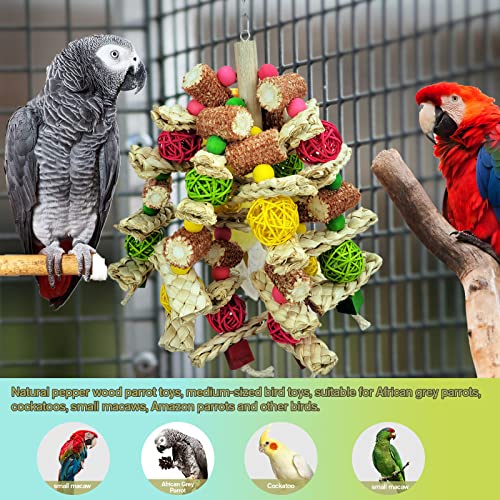 Cokliomc rf-x Parrot Toys, Natural Corn cob Bird chew Toys for Small and Medium-Sized Macaws, African Grey Parrots, Amazon Parrots, Medium-Sized Bird cage Toys