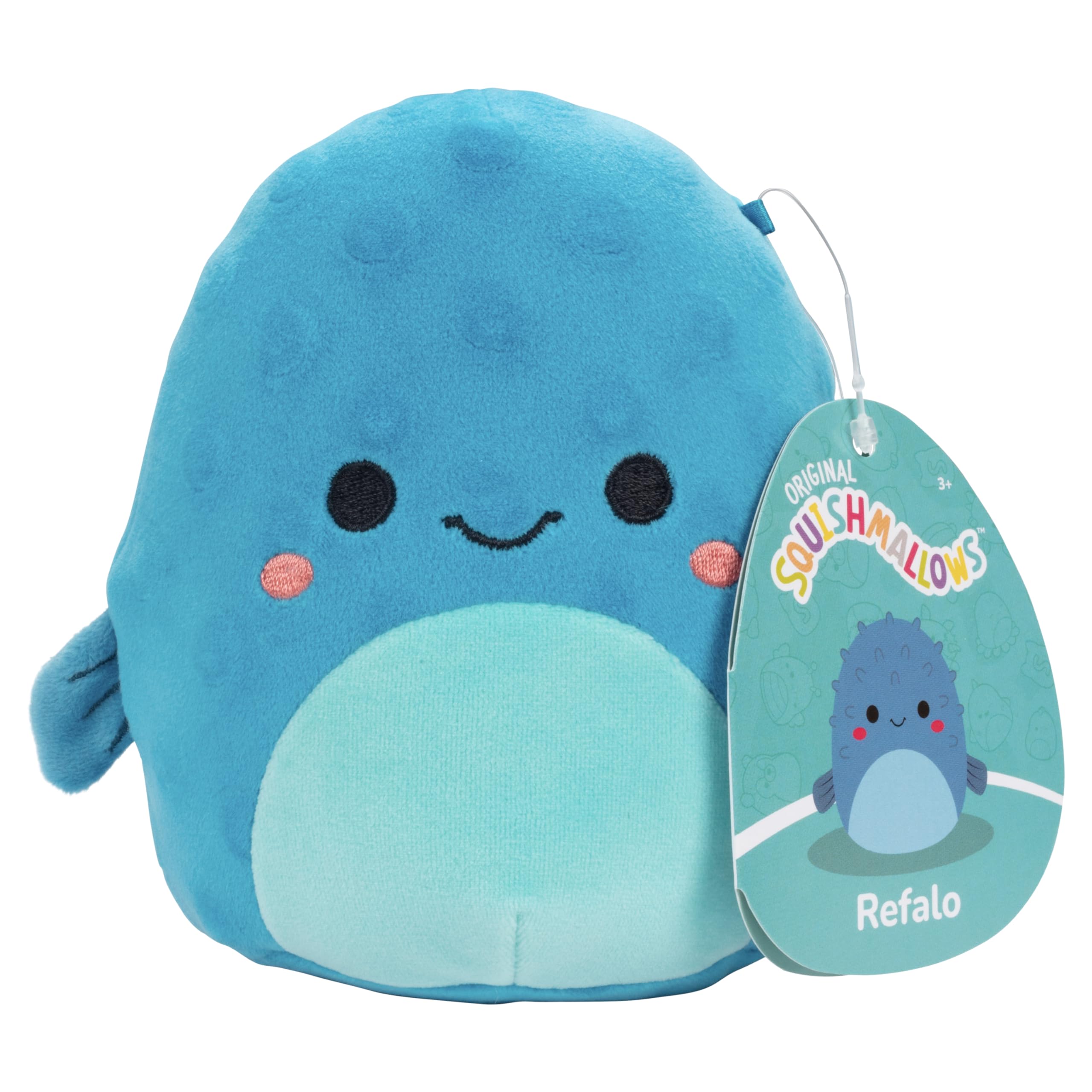 Squishmallows Original 5-Inch Refalo The Pufferfish - Official Jazwares Easter Plush - Collectible Soft & Squishy Mini Basket Stuffer Stuffed Animal Toy - Gift for Kids, Girls & Boys
