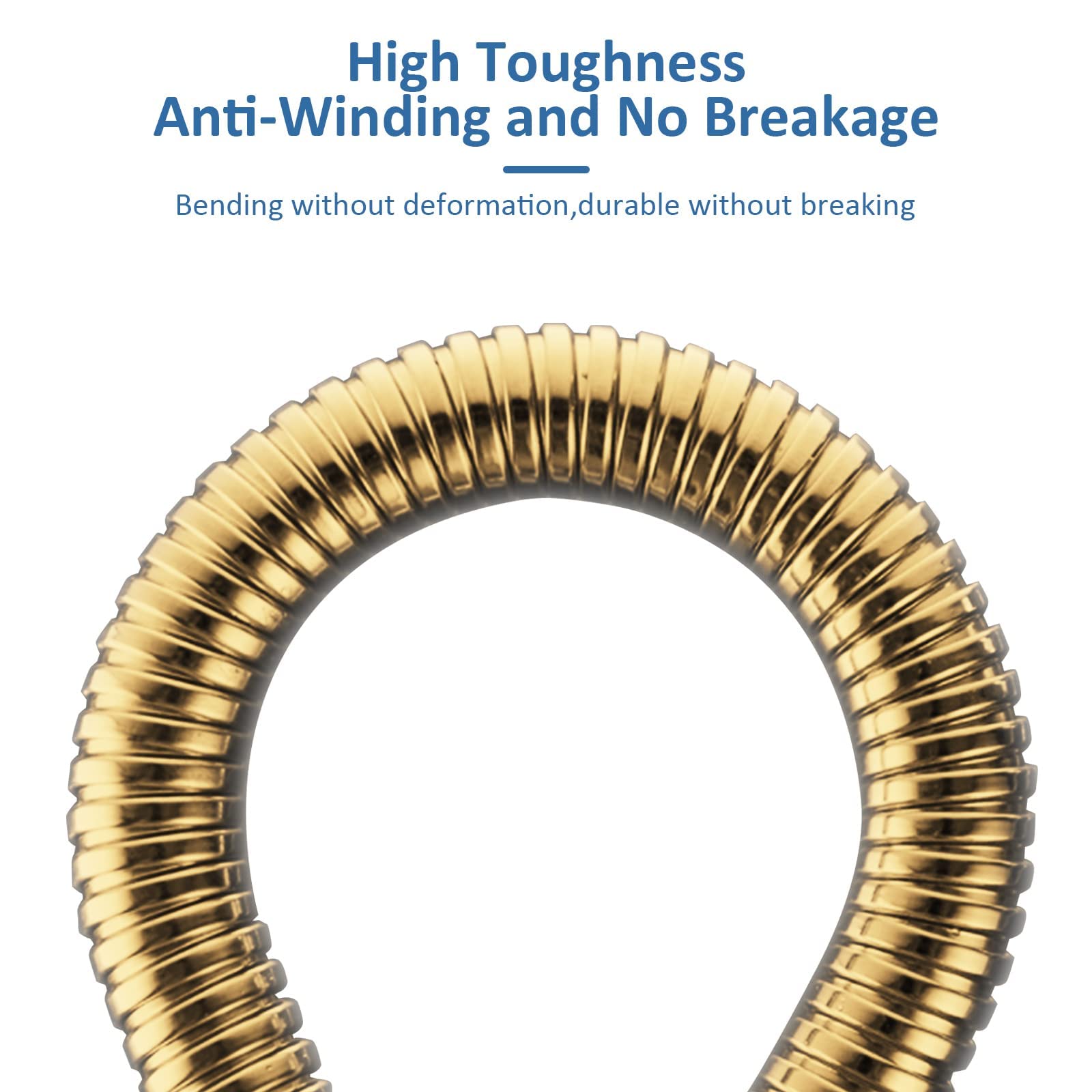 Oupukle Shower Hose Stainless Steel Handheld Shower Head Hose with Brass Insert and Nut - Durable and Flexible (60 Inches, Brushed Gold)