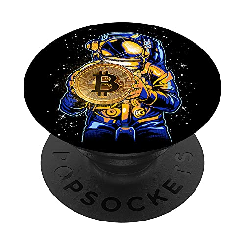 Bitcoin Astronaut Crypto Currency Art Future Minimal Design PopSockets Swappable PopGrip