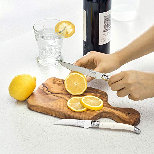 Laguiole 2-Piece Citrus Knife Set – Stainless Steel Fruit Peeler Knife & Garnish Knife – Dishwasher Safe Fruit Knife Set – Luxurious Kitchen Knife Set for Wedding, Parties & More (Faux Ivory)