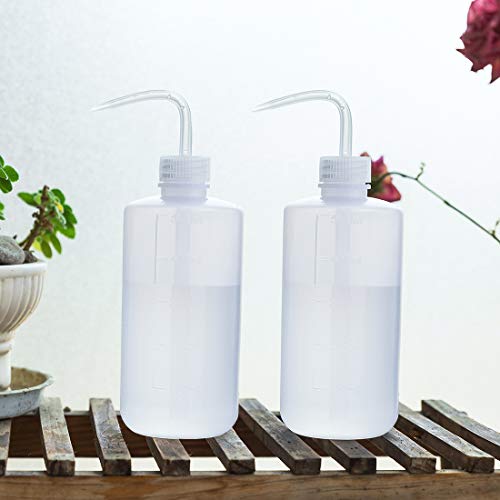 Oubest 4pcs Squeeze Bottles 500ml 16oz Wash Bottle Ldpe Plastic Squirt Water Bottle for Medical Label Tattoo Lash Water Succulent Watering Irrigation -White