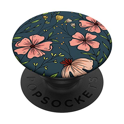 Pacific Blue Vintage Floral Flower Design PopSockets Swappable PopGrip