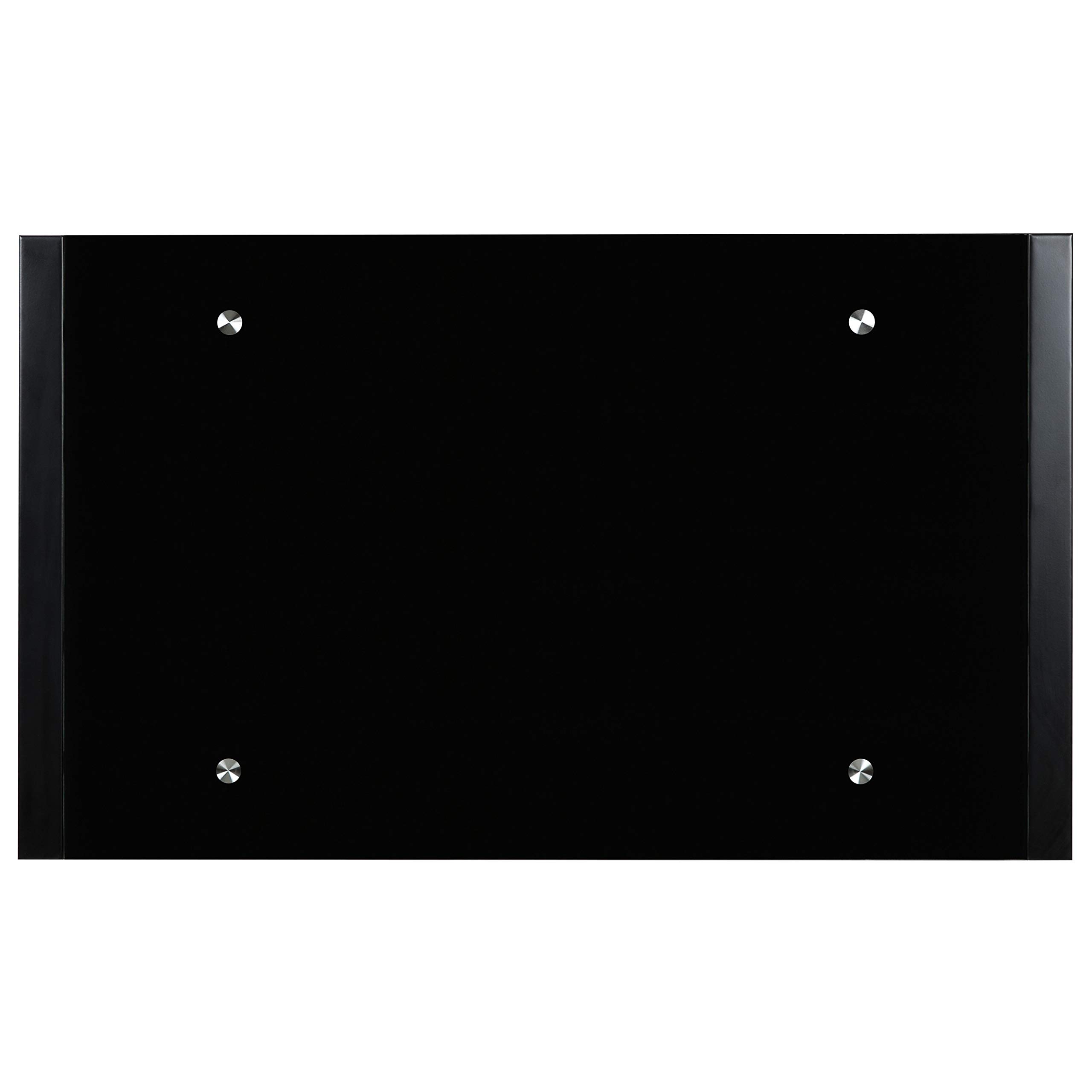 EMMA + OLIVER Black Glass Computer Desk with Pull-Out Keyboard Tray and Crisscross Frame