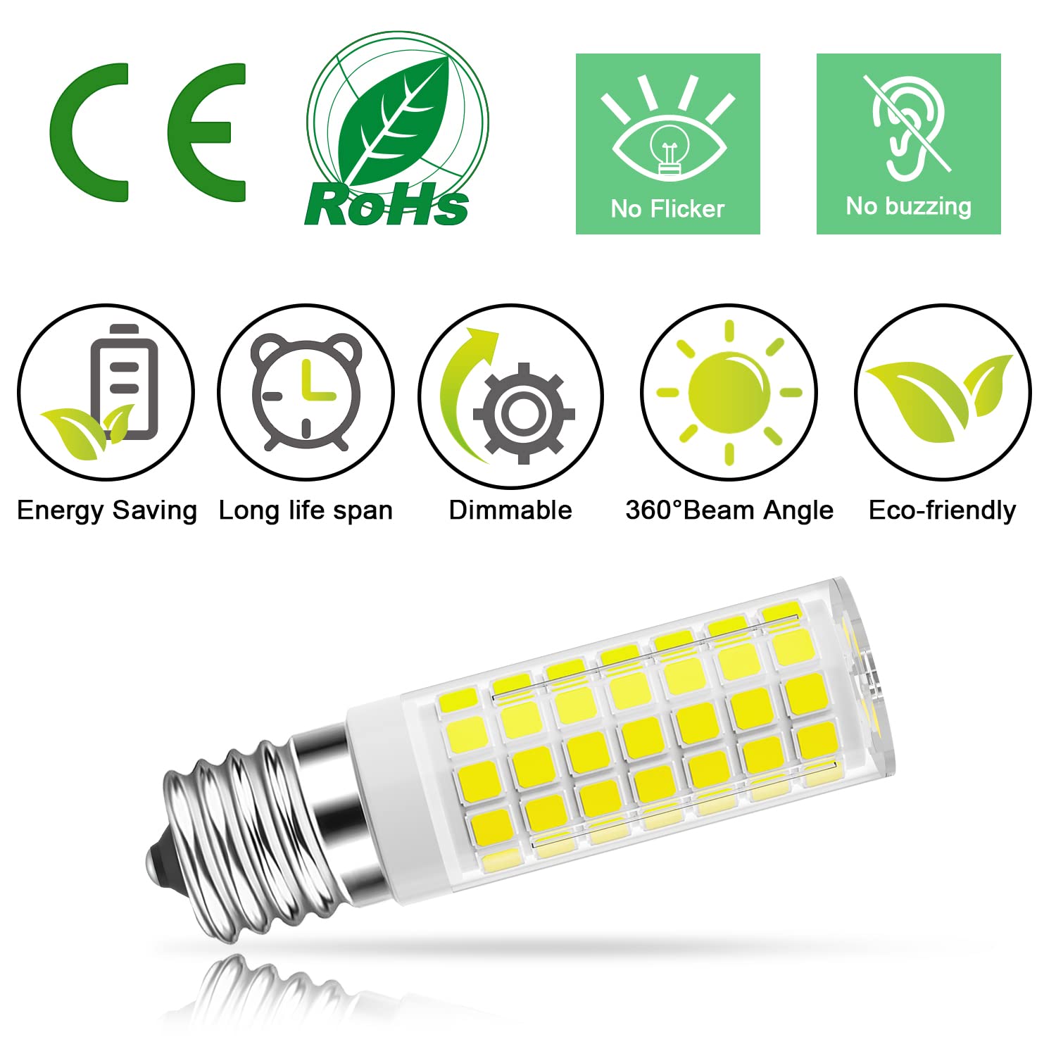 TAIYALOO LED Microwave Light Bulbs Under Hood 60W Equivalent, E17 LED Bulb Dimmable for Range Hood, Refrigerator, 7W 630 Lumens, LED Appliance Light Bulb Over Stove, Daylight White 6000K, 2 Pack