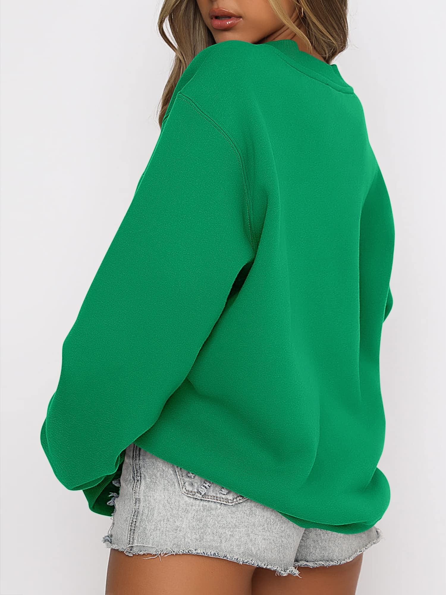 ANRABESS Women's Sweatshirts Hoodies Crewneck Oversized Fleece Pullover Sweaters Cute Top Y2K Teen Girls Preppy Clothes 2024 Green Large