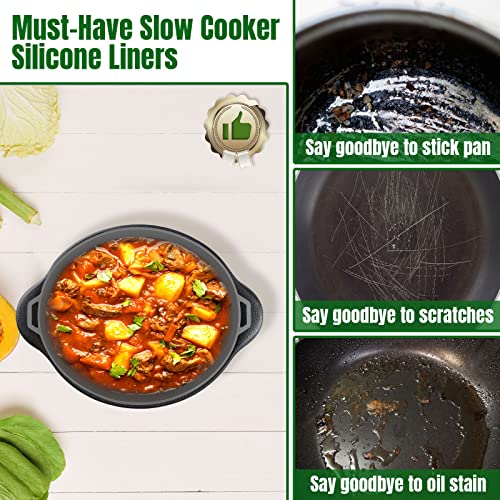 Silicone Slow Cooker Liners, FRTIM Reusable Crock Pot Liners Fit 7-8 Quart Oval Slow Cookers Leakproof Dishwasher Safe Cooking Pot Liner 1PCS - Grey