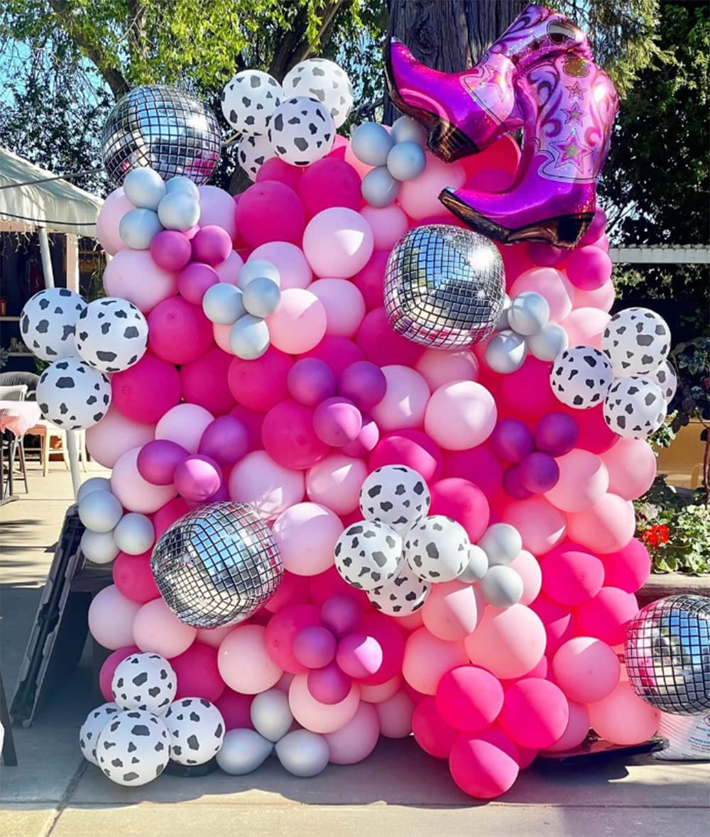 Pink Black Balloon Garland Sliver Pink Black Balloon with 4D Disco Balloon for Baby Shower Birthday Party Wedding Decoration