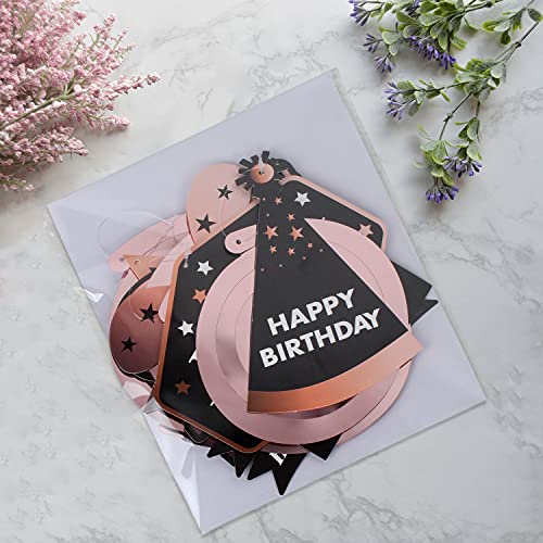 LINGTEER Happy 17th Birthday Rose Gold Swirls Streamers - Cheers to 17th Birthday Seventeen Years Old Bday Party Hanging Decorations.